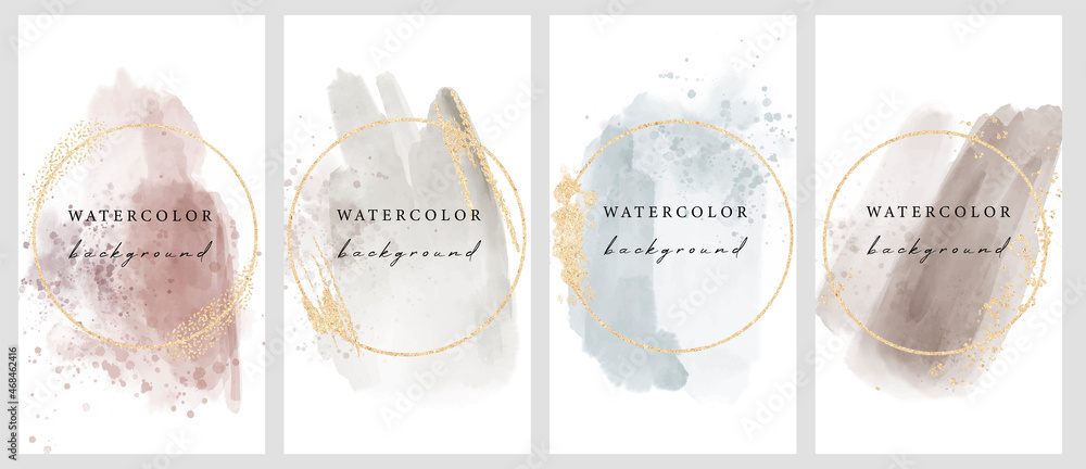 Set of vector universal backgrounds with watercolour shapes copy space ...