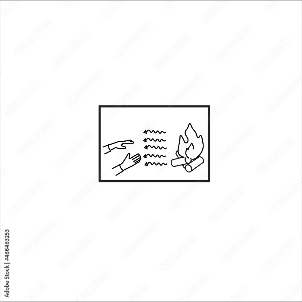 Hand fire radiation icon isolated on white background. Trendy hand fire ...