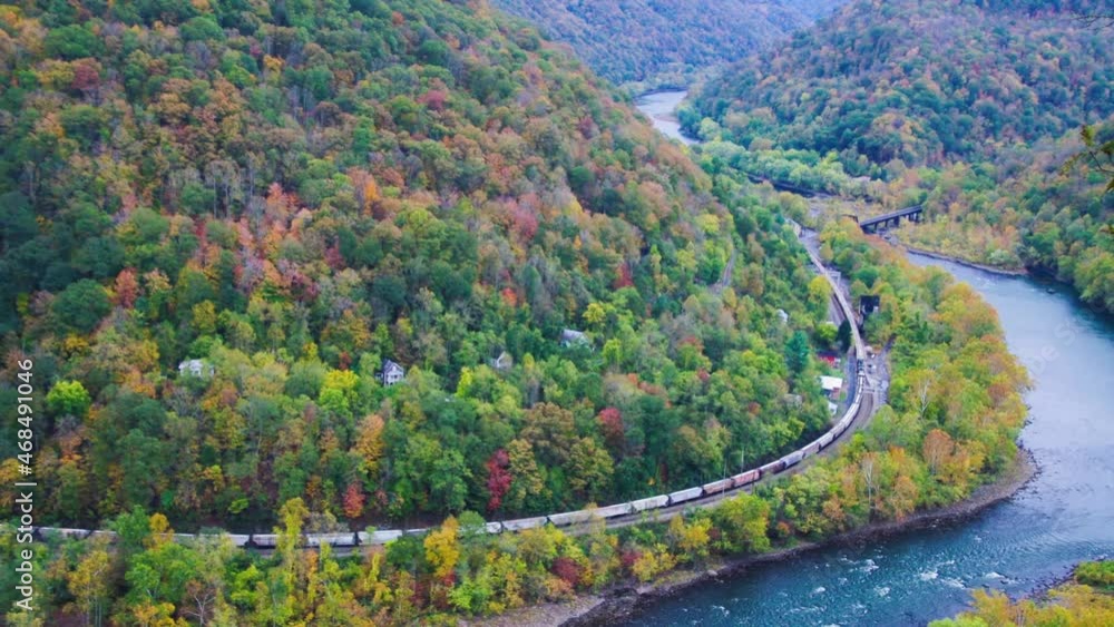 Freight Train Entering Thurmond Seen From The Concho Overlook, New ...