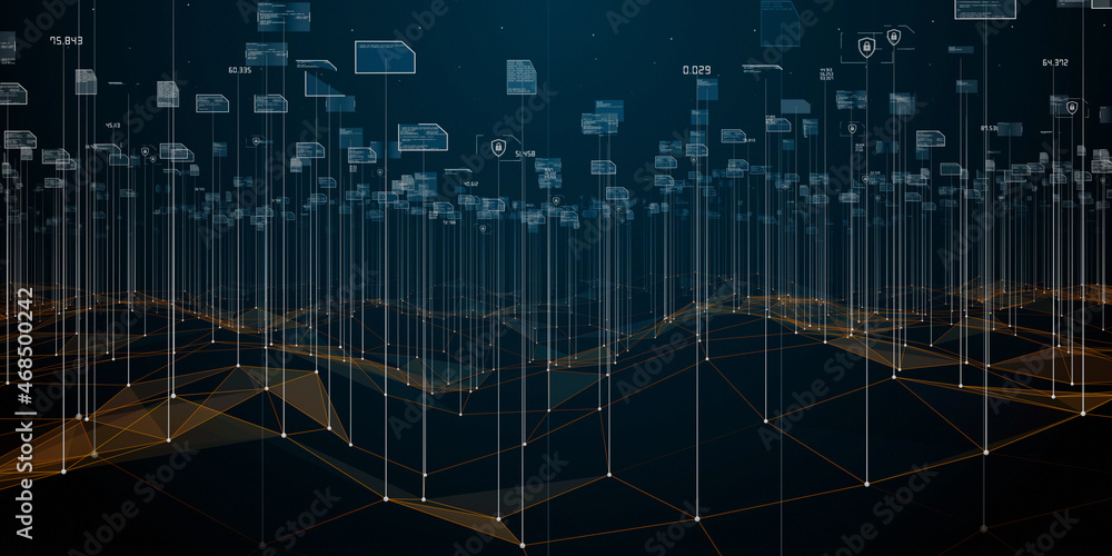 Global cybersecurity big data connectivity visualization cloud ...