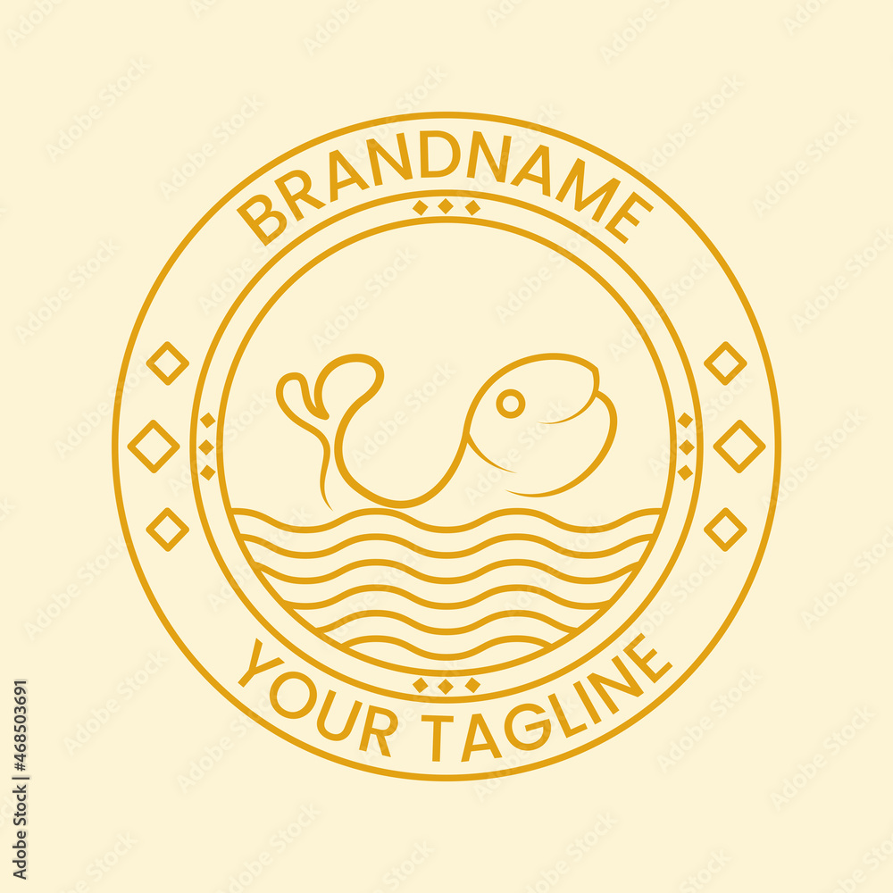 fish in circle with waves lines illustration. suitable for logo, icon ...