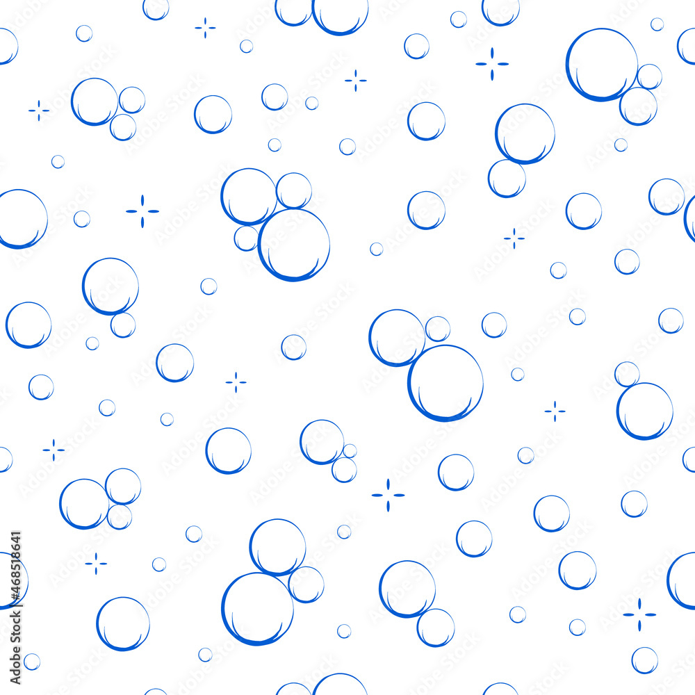 Cartoon soap bubbles seamless pattern. Effervescent oxygen bubbles ...