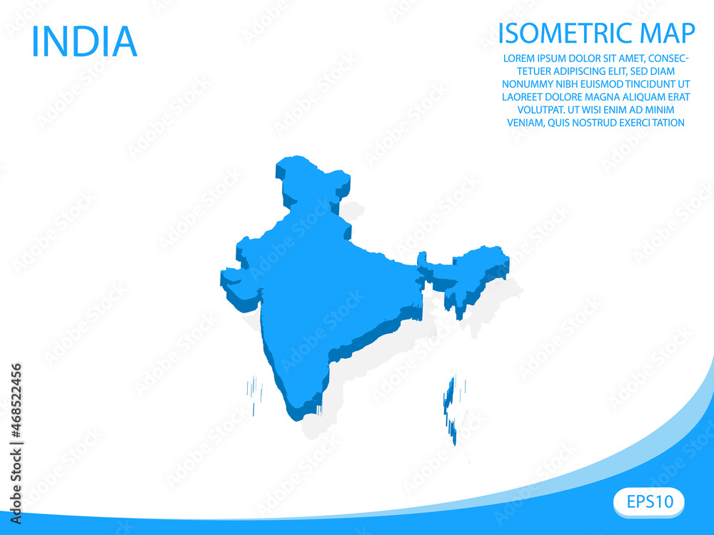 Modern vector isometric of India blue map. elements white background ...