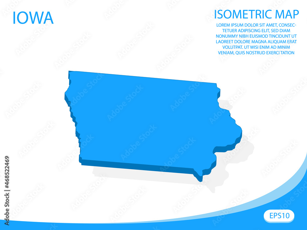 Modern vector isometric of Iowa blue map. elements white background for ...
