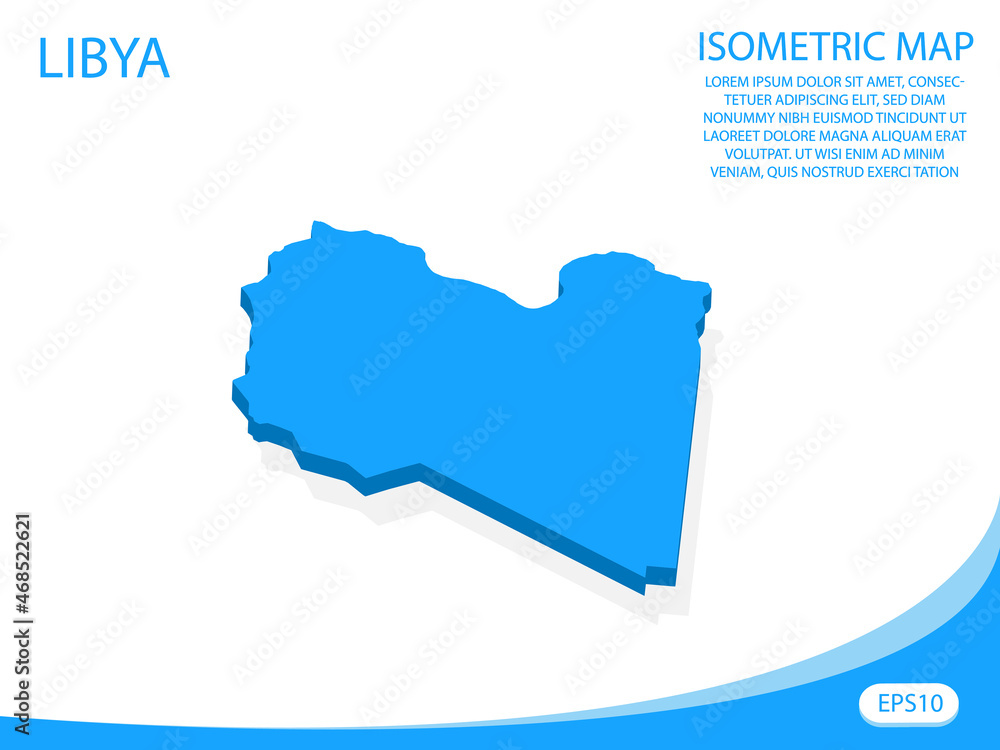 Modern vector isometric of Libya blue map. elements white background ...