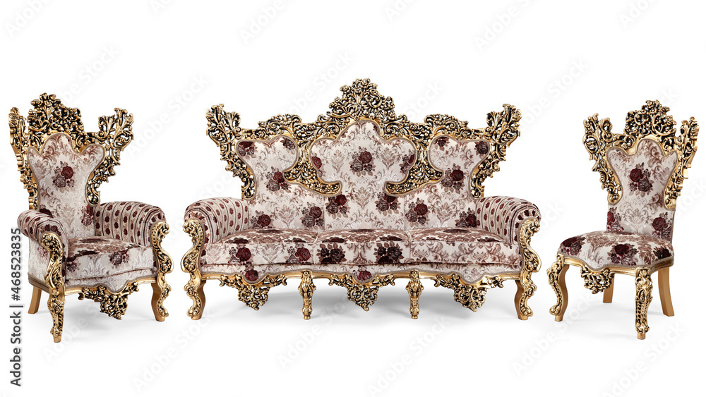 Classic furniture set isolated on white background Stock Photo | Adobe ...