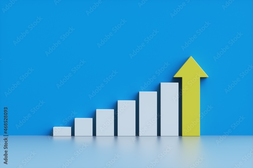 White and yellow stair step to growth success, progress way and forward ...