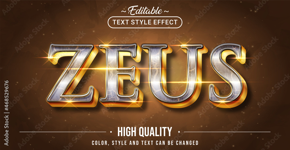 Editable text style effect - Zeus text style theme. Stock Vector ...