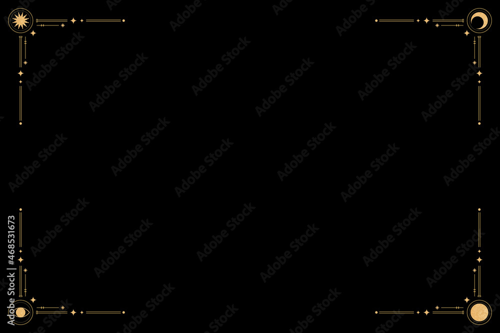 Gold moon and sun border on a black background vector Stock Vector ...