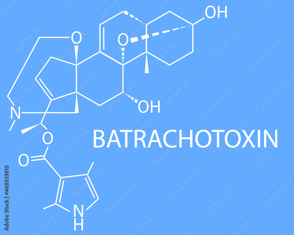 Batrachotoxin BTX neurotoxin molecule. Found in number of animals ...