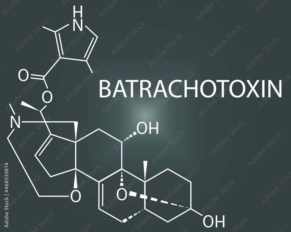 Batrachotoxin BTX neurotoxin molecule. Found in number of animals ...