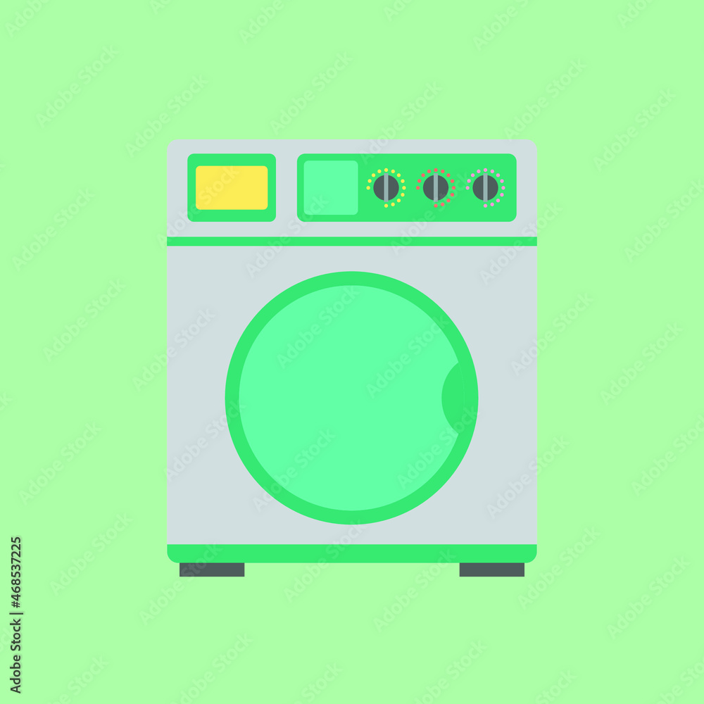 Washing Machine Cartoon Flat Vector Illustration Stock Vector | Adobe Stock