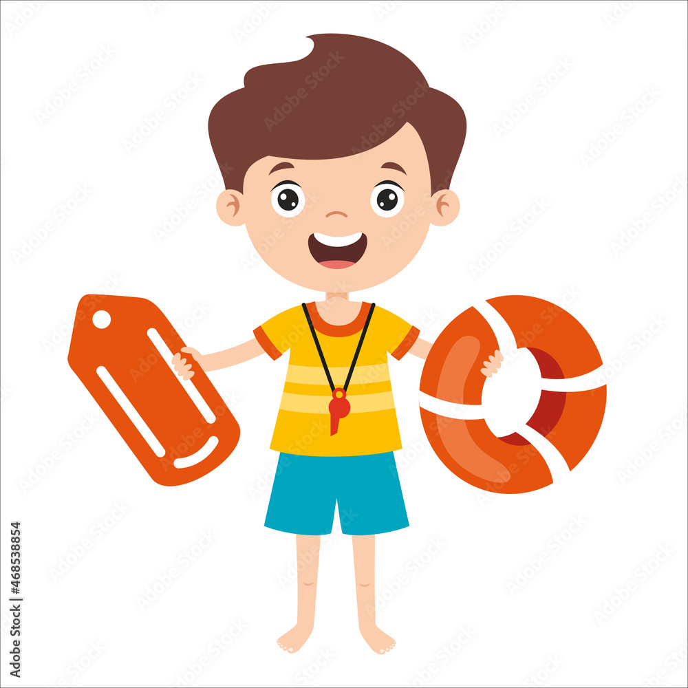 Cartoon Drawing Of A Lifeguard Stock Vector | Adobe Stock