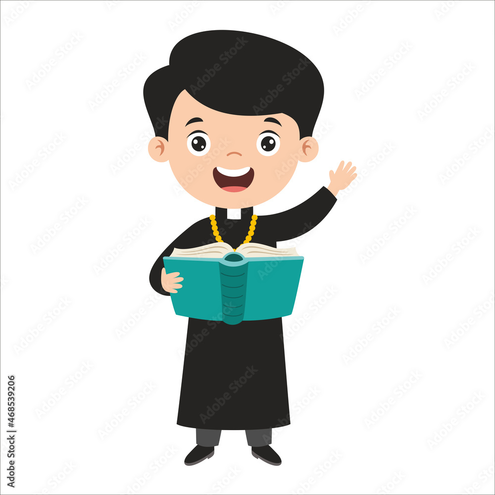 Cartoon Drawing Of A Priest Stock Vector | Adobe Stock