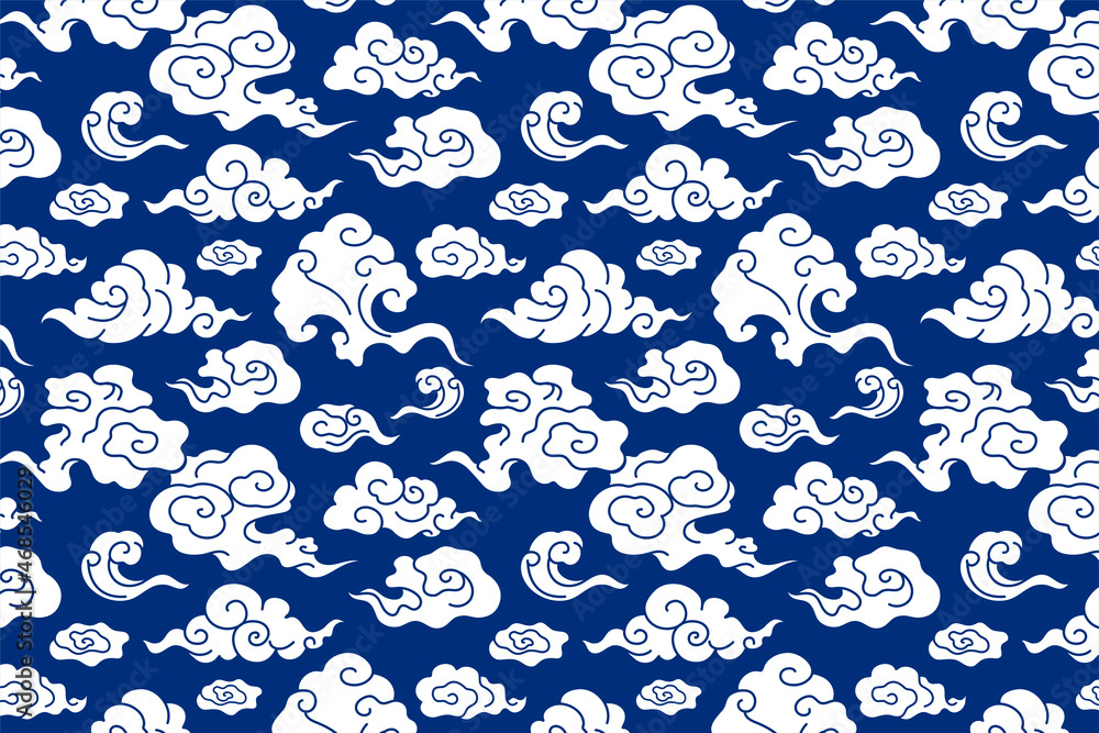 Blue cloud background, Chinese oriental pattern illustration vector Stock 벡터 | Adobe Stock