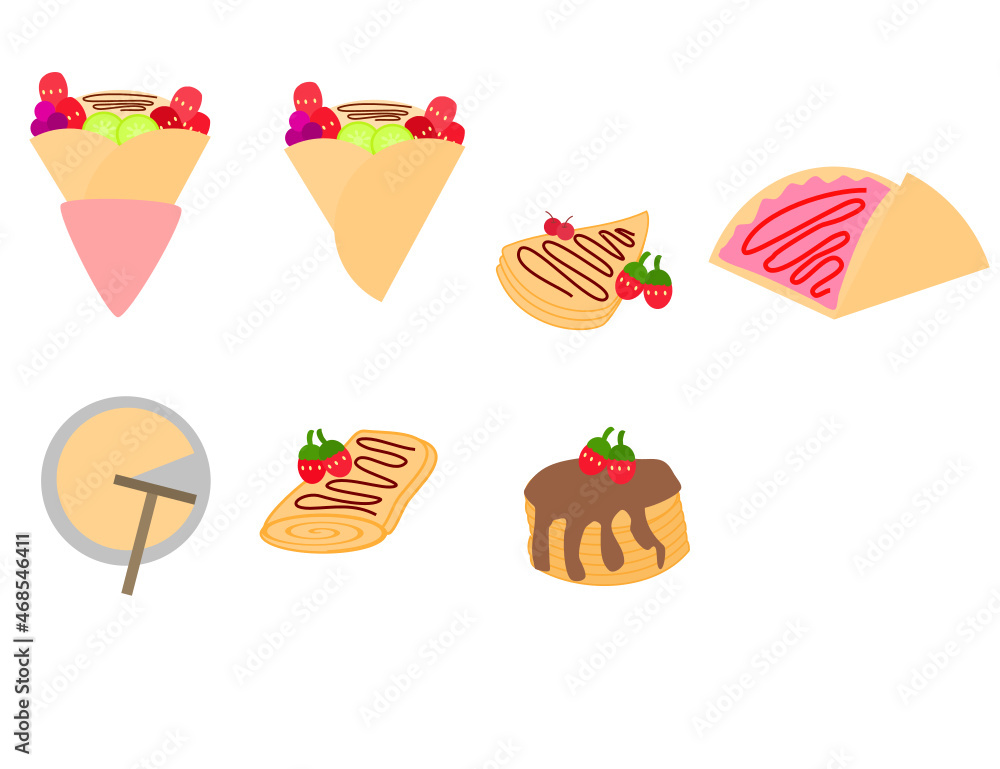 Vetor de French crepes with strawberries and chocolate.Crapes and ...