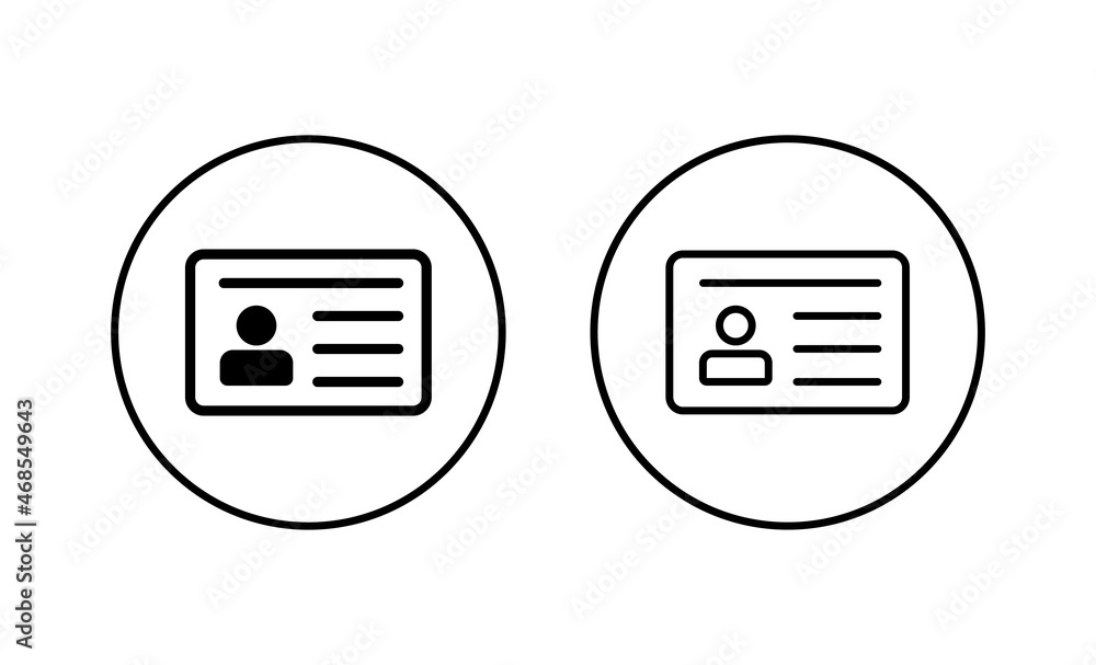 License icons set. ID card icon. driver license, staff identification ...