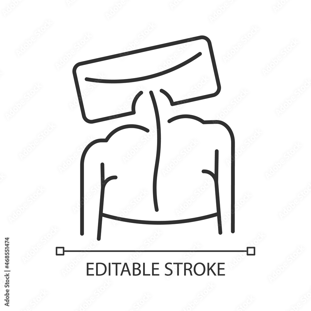 Rib hump linear icon. Rib height asymmetry. Rib cage deformation ...