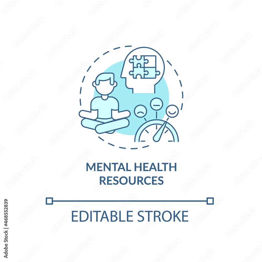 Mental health resources blue concept icon. Employees benefits abstract ...