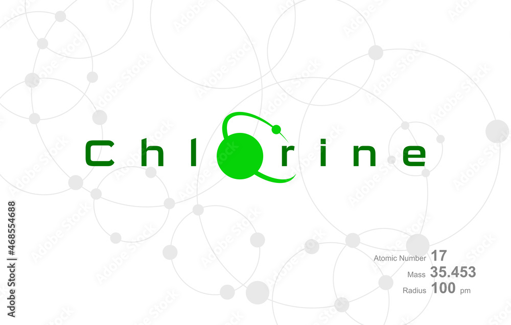 Modern logo design for the word "Chlorine" which belongs to atoms in ...