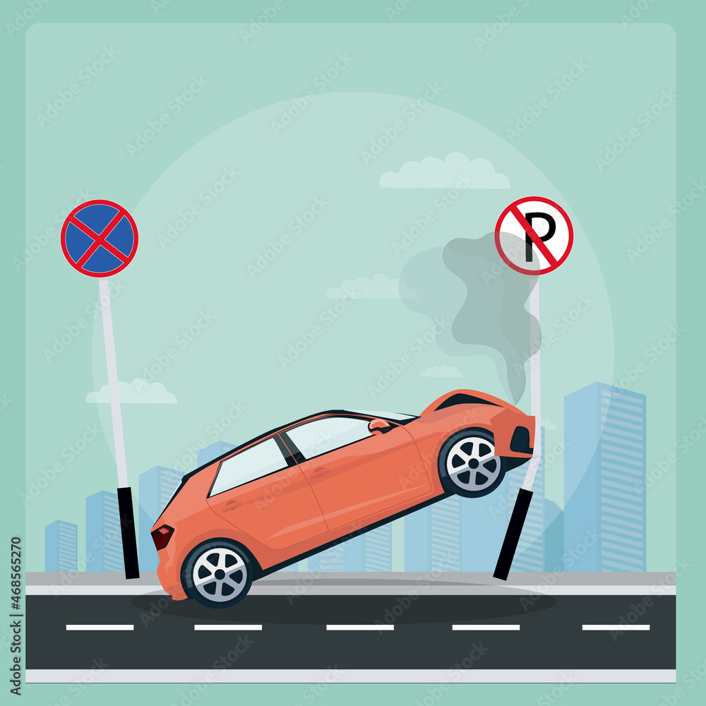 Car accident on the road. Infographics. Vector illustration. Stock ...