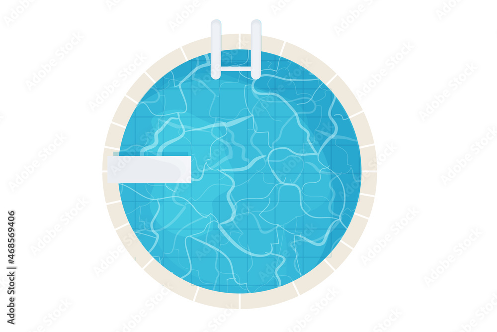 Swimming pool top view in cartoon style isolated on white background ...