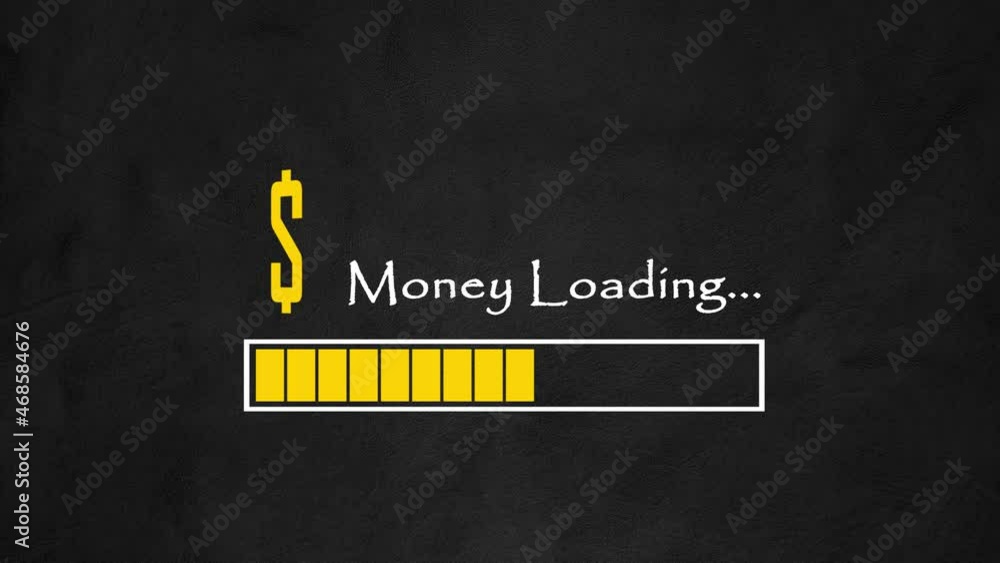 Money Loading Progress Bar With Dollar Icon Animation on blackboard ...