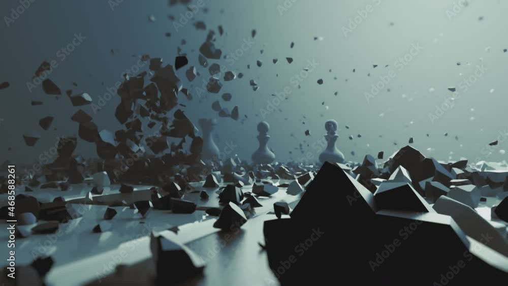 Destruction of chess figures series. Slow motion exploding figures and ...