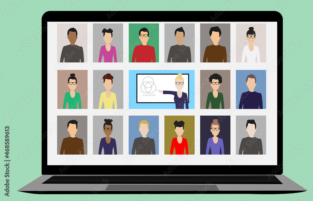 E-learning, online education at home. Digital classroom. Online ...