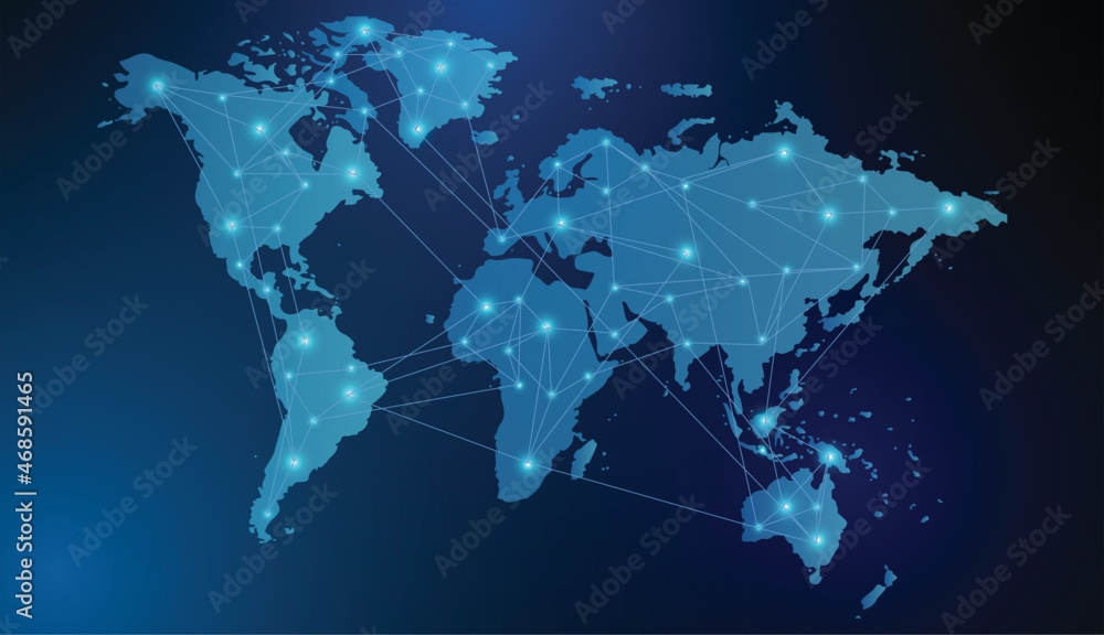 Global network connection World map abstract technology background ...