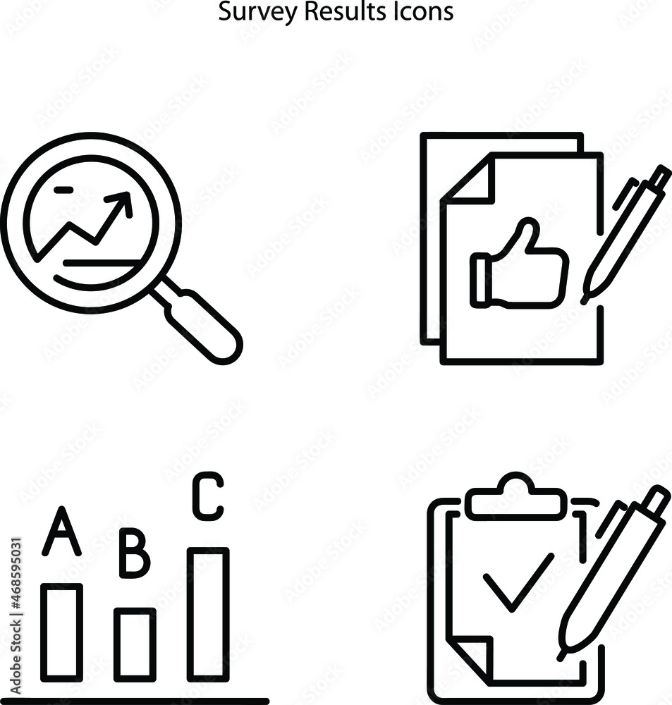 survey results icons on white background. survey results symbol for web ...