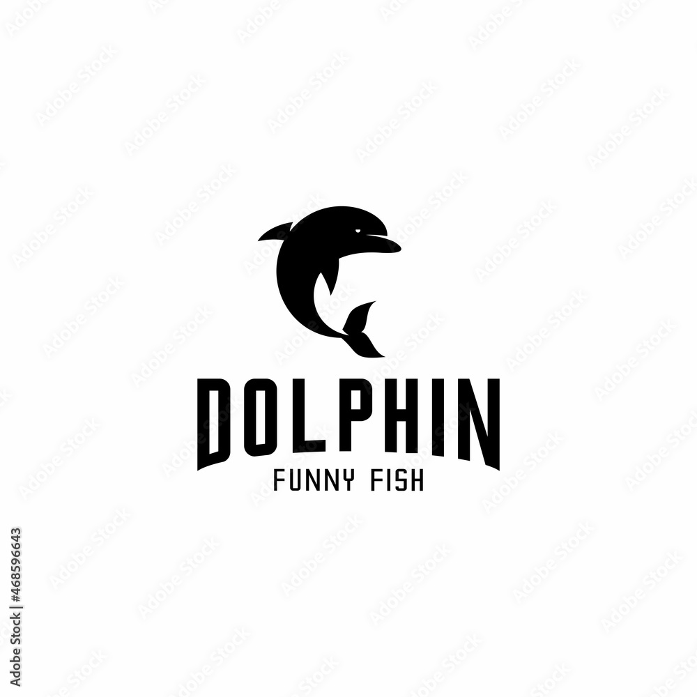 dolphin logo illustration vector, dolphin silhouette Stock Vector ...