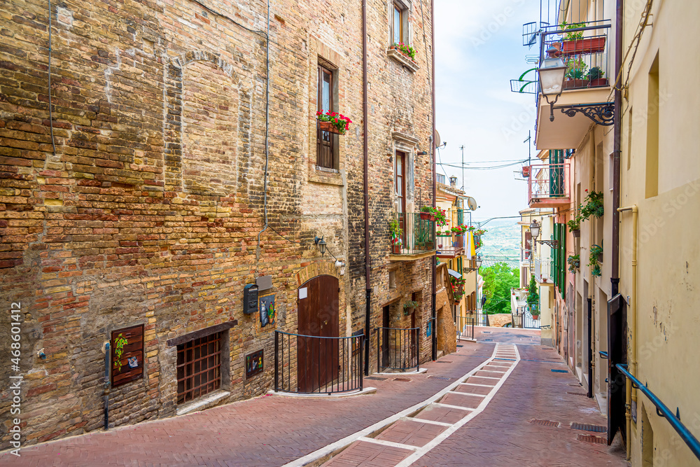 Streets and alleys in old town of Citta Sant Angelo, province of ...
