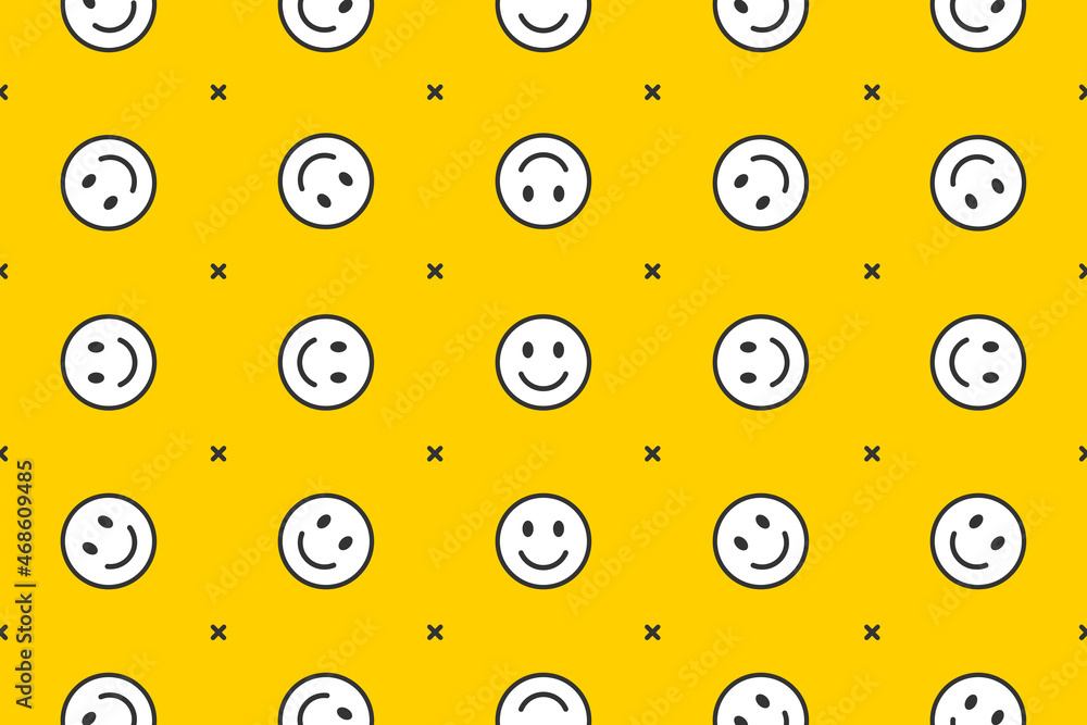 Smiling face emoji background. Happy Smile positive icon pattern. World ...