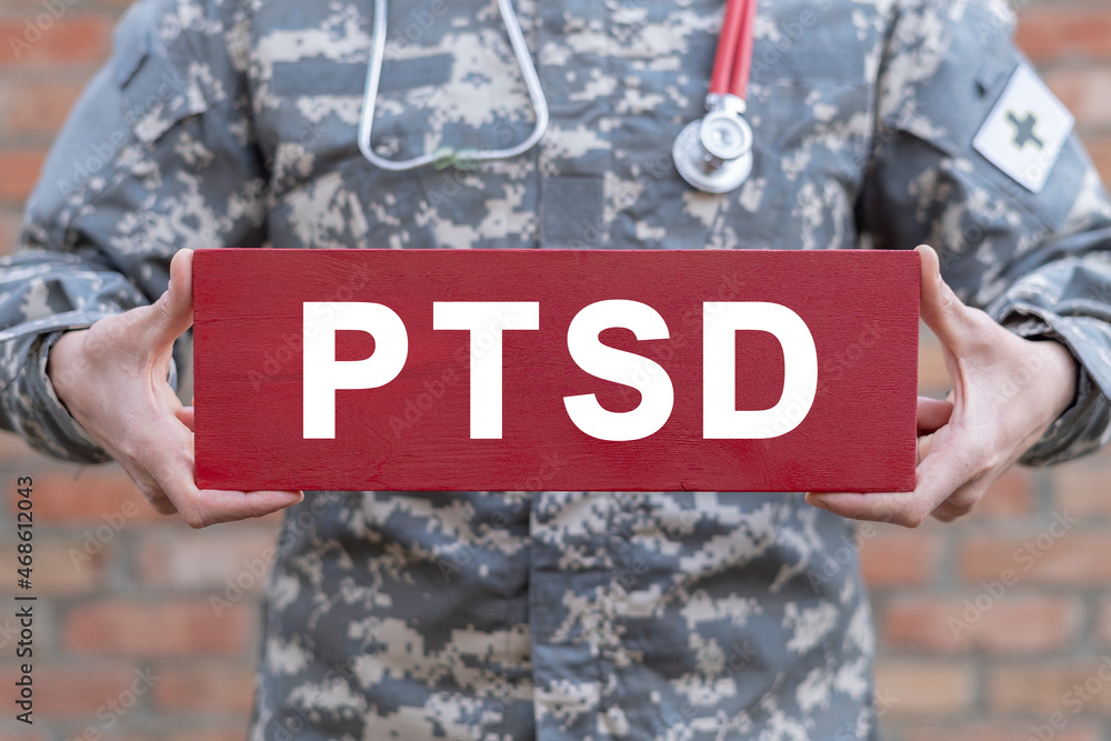 Concept of PTSD - Post Traumatic Stress Disorder. Military soldiers ...