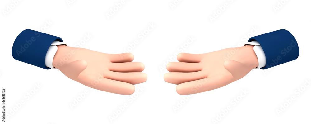 Vector cartoon two outstretched hands palm isolated on white background ...