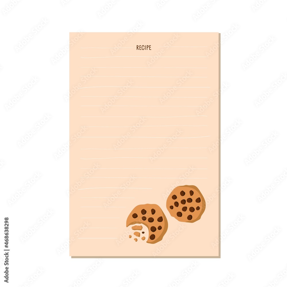 Cookbook page template. Recipe Write Template. Chocolate drop cookies ...