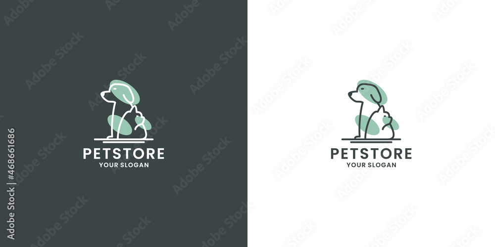 animal shop logo, pet store logo design. dog and cat combination Stock ...