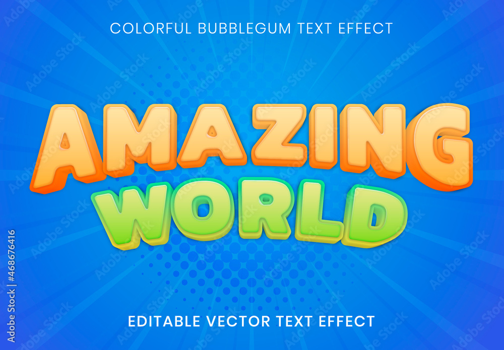 3D Text Effect Layout Bubblegum Typography Stock Template | Adobe Stock