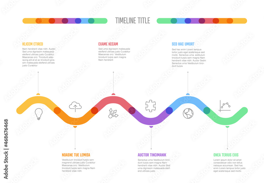 Thick Line Infogrpahic Horizontal Timeline Diagram Layout Stock ...