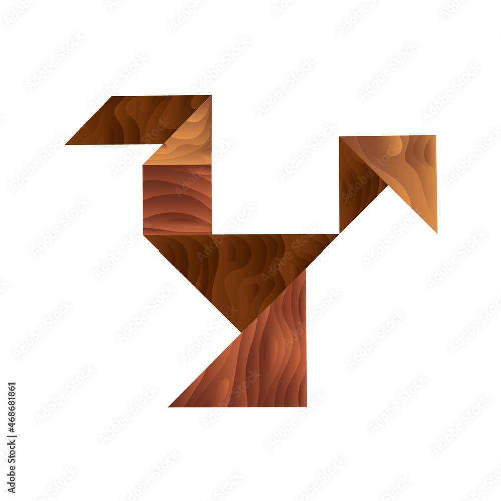 Vector illustration with assembled figure of bird, rooster or chicken ...