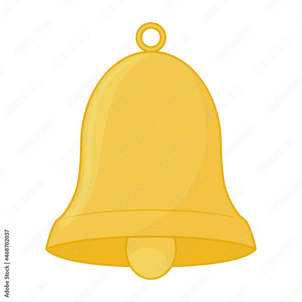 Cartoon bell icon. Handbell vector illustration isolated on white ...