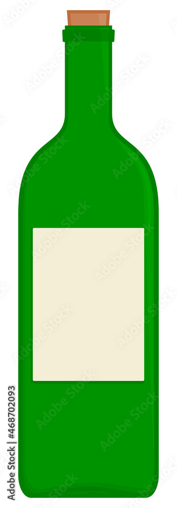Cartoon bottle of wine with blank label. Vector illustration isolated ...