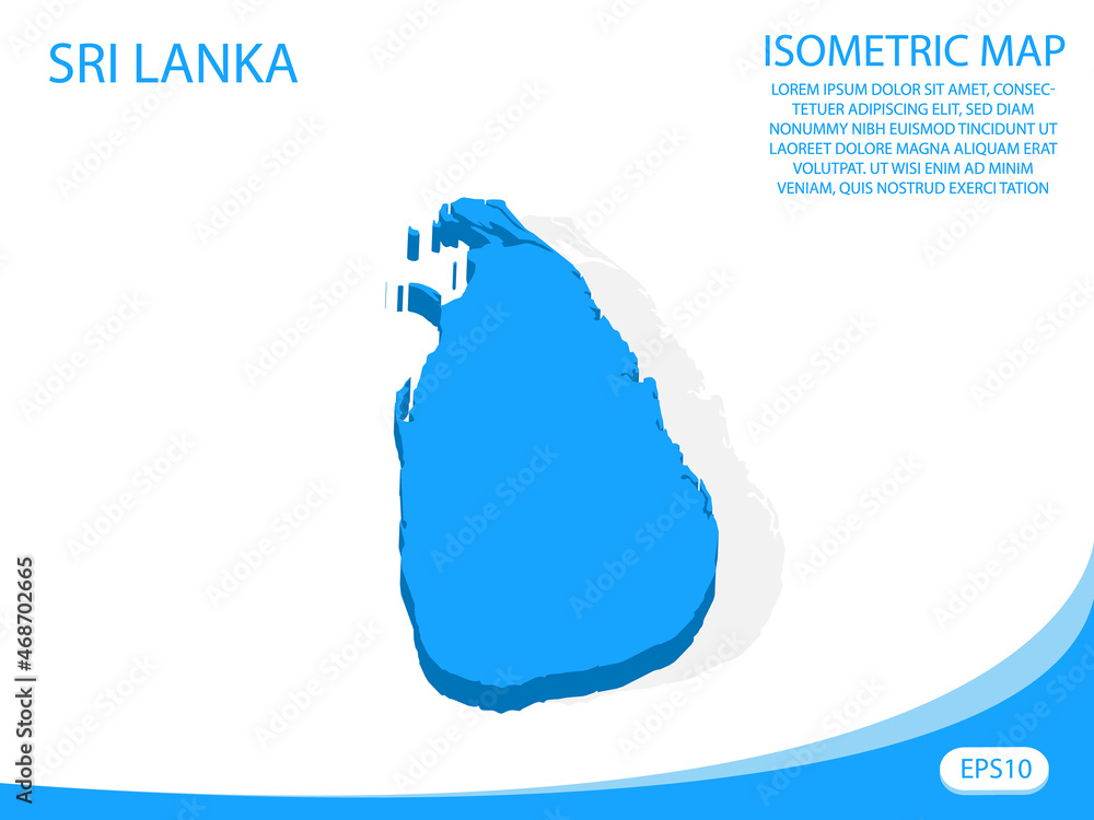 Modern vector isometric of Sri Lanka blue map. elements white ...