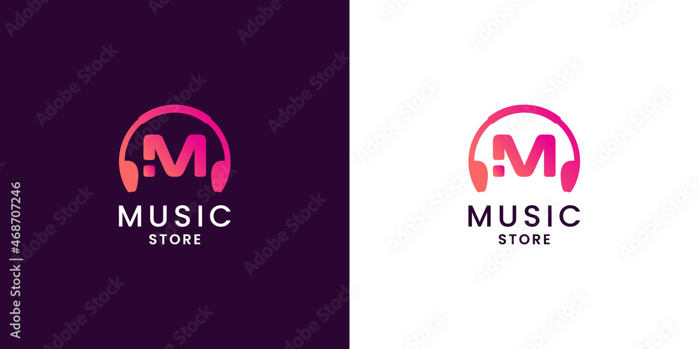 letter M music logo design inspiration Stock Vector | Adobe Stock