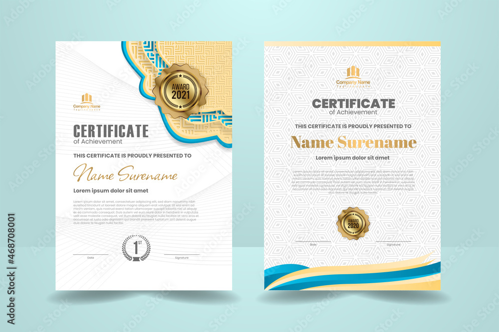 Premium Bridge and Blue Certificate Template Design with Purple ...