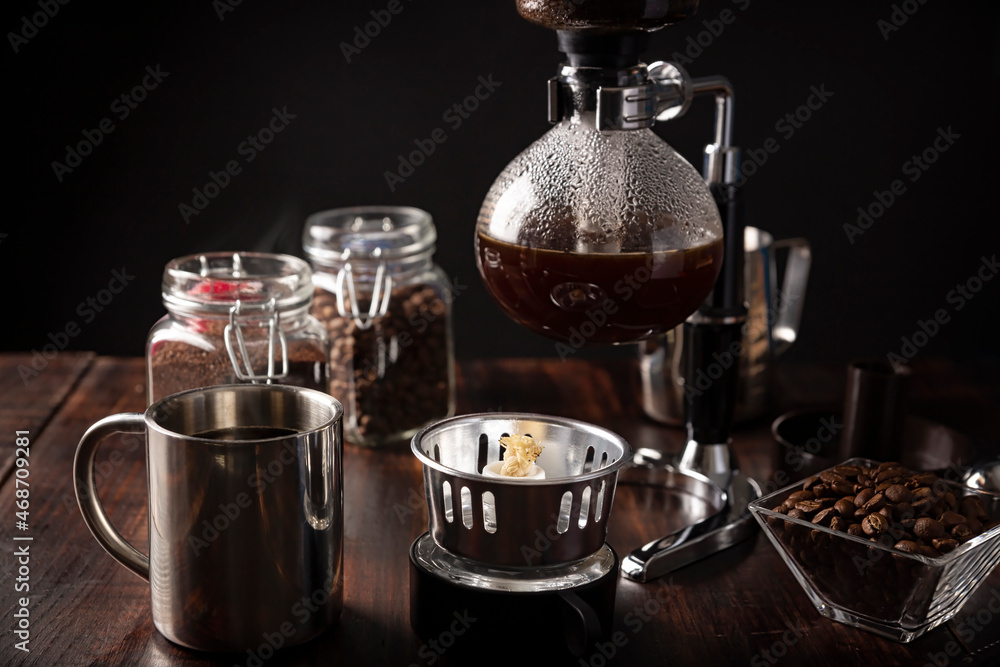 Vacuum coffee maker also known as vac pot, siphon or syphon coffee ...
