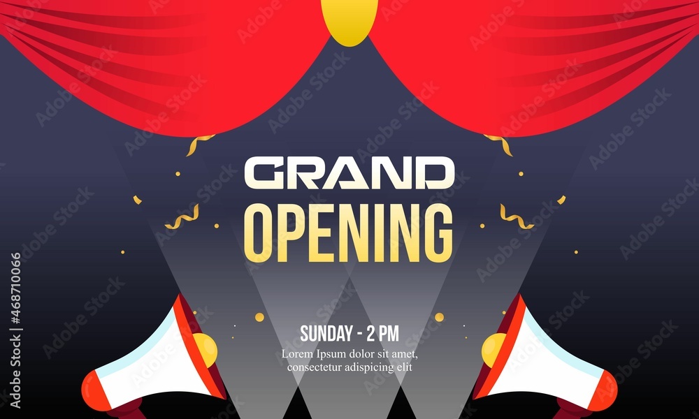 Grand opening background in flat style Stock Vector | Adobe Stock