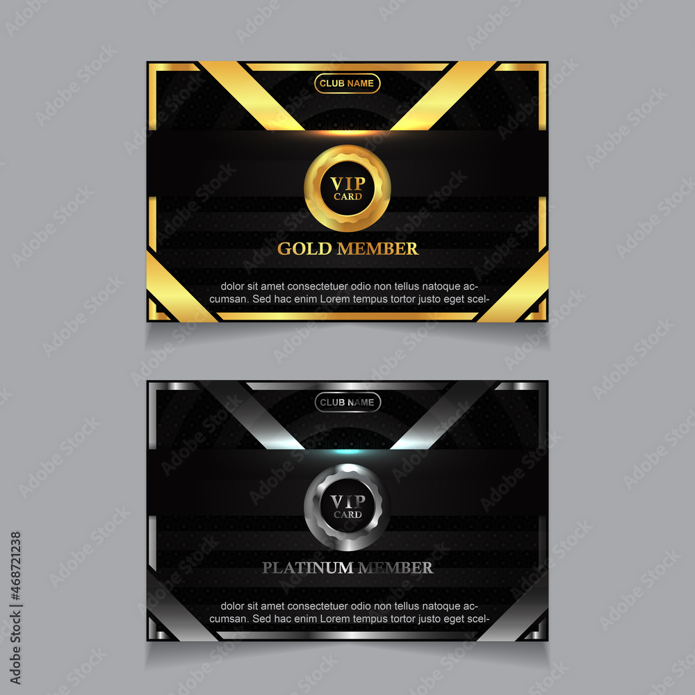Vector VIP golden and platinum business card. Black geometric pattern ...