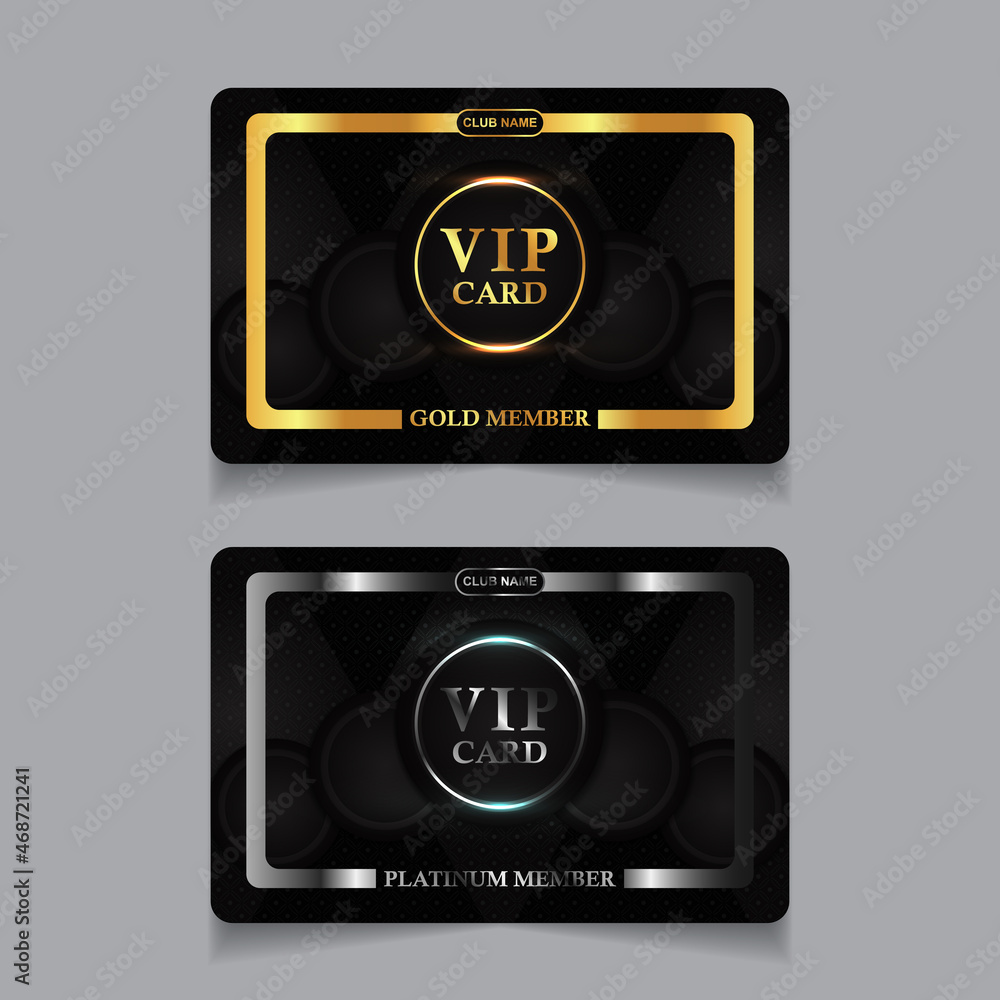 Vector VIP golden and platinum business card. Black geometric pattern ...